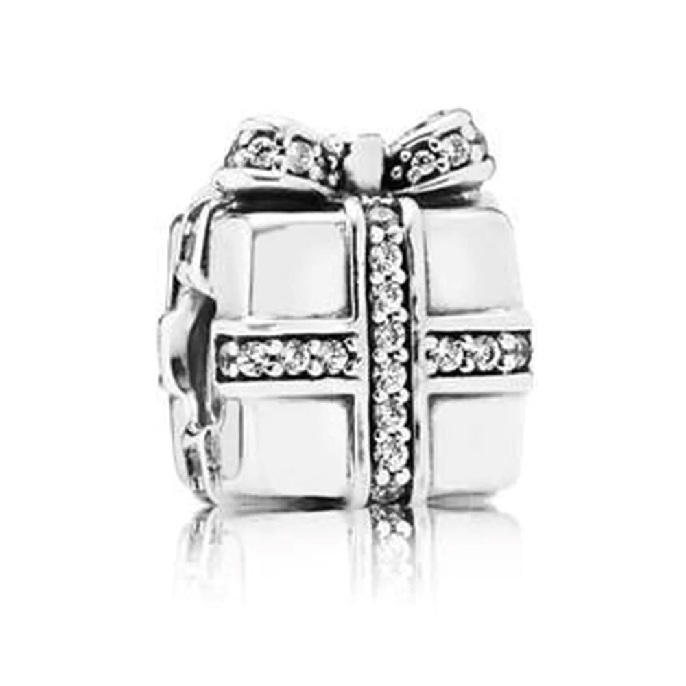 Retired Pandora Sparkling Surprise Present Charm Euc - Gem